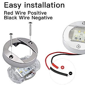 ALFU 8PCS White DC12V 6 LED Side Marker Light Navigation Lights Waterproof Marine Boat Yacht Round Transom Anchor Stern Lights Lamp Courtesy Light with Chrome Bezel