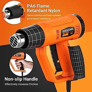 SEEKONE Heat Gun 1800W Heavy Duty Fast Heat Hot Air Gun Kit with 752℉&1112℉（400℃-600℃） Dual-Temperature Settings and 4 Nozzles with Overload Protection for Crafts, Shrinking PVC, Stripping Paint