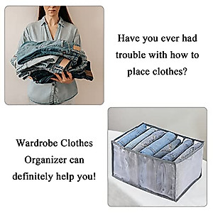 Xloey 1Pcs Wardrobe Clothes Organizer,7 Grids Jeans Organizer,Washable Foldable Mesh Separation Box,for T-shirt,Legging,Jeans