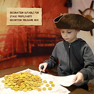 Chivao 300 Pcs Gold Coins Plastic Treasure Pirate Coins Toy Carnival St. Patrick's Day Party Favors Fake Toy Pirate Party Decoration Birthday Adventure Themed Supplies(Gold)