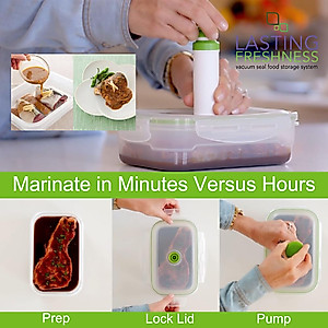 Lasting Freshness 9 piece Vacuum Seal Food Storage Containers with Vacuum Pump, Airtight and Leak Proof, Vacuum Sealed Food Storage Containers, Meal Prep Containers, Keep Food Fresh up to 5 X Longer