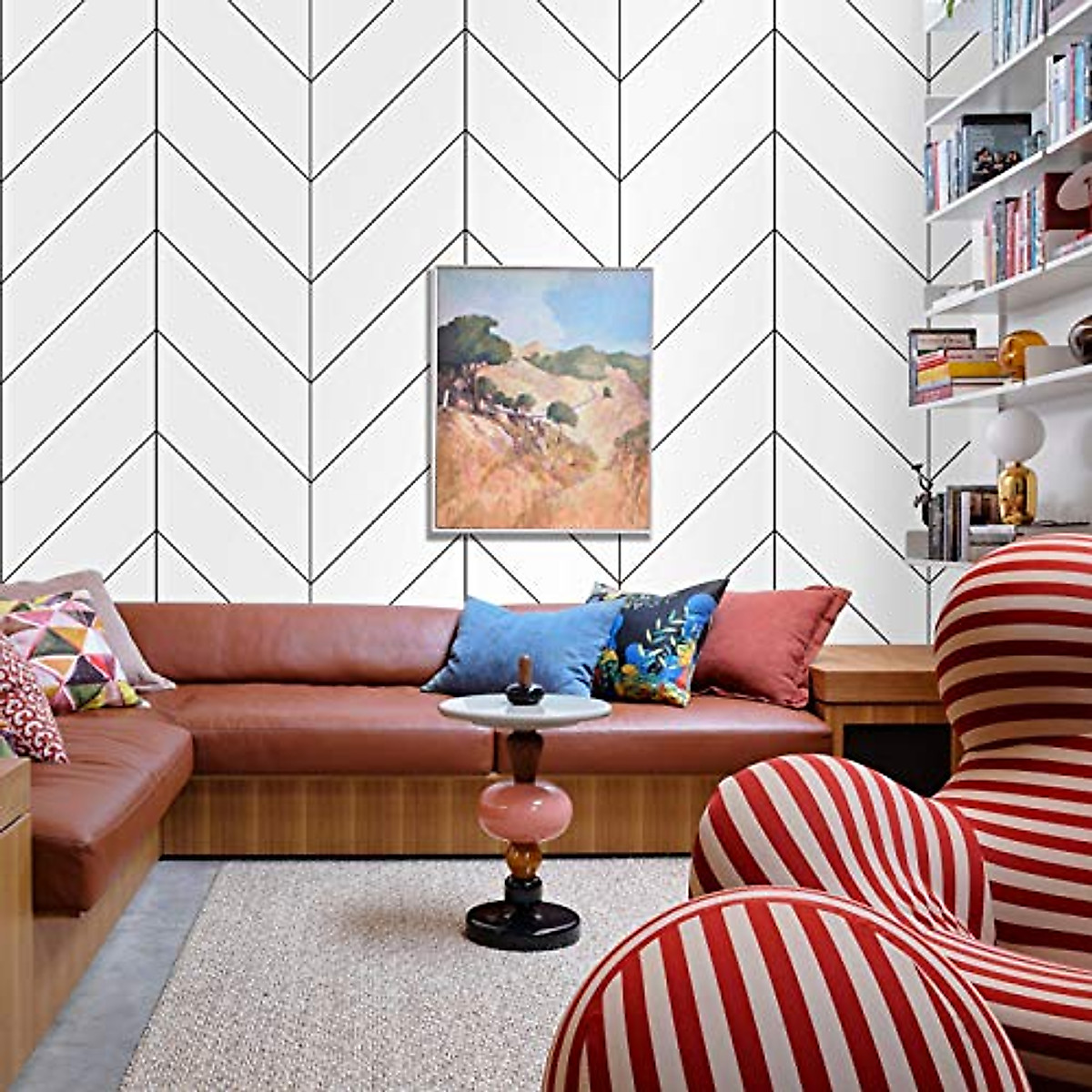 LXCREAT Peel and Stick Wallpaper Stripe Removable Wallpaper 17.71 in X 118 in Black/White Self Adhesive Wallpaper Modern Durable for Home Decoration Old Furniture Renovation Paper