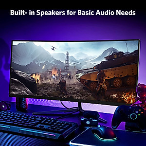 Fiodio 30in Curved Gaming Monitor 100Hz, Full HD 21:9 Ultrawide PC Computer Monitor Built-in Speakers, 2560 * 1080P HDMI DP Ports, VESA Wall Mount Ready 75 x 75mm (DP Cable Included)