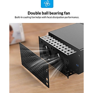 ORICO 8 Bay Tool-Free Aluminum Hard Drive Enclosure with 2 Build-in Fans, Horizontal HDD Docking Station for Small Business Data Backup and Expansion Max to 128TB- NS800U3