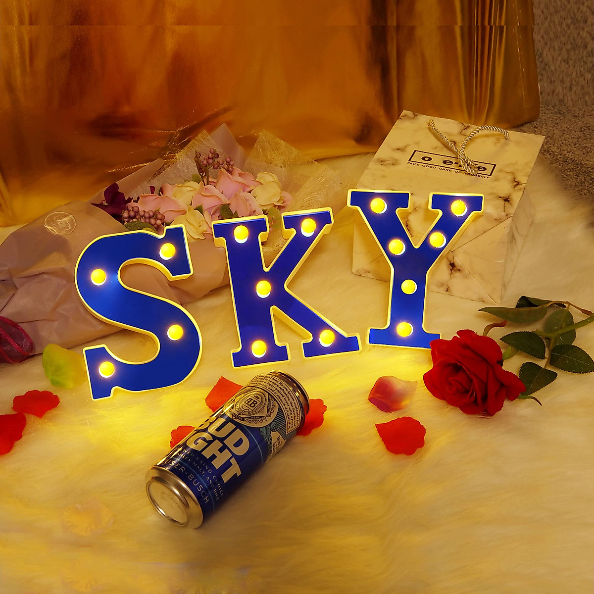 Led Marquee Letter Lights Sign Light Up Letters for Home Cafe Bar Party Wedding Birthday Christmas Decoration Battery Operated Alphabet Initials Lamp Letters Night Lights in Bedroom (Royal Blue, V)