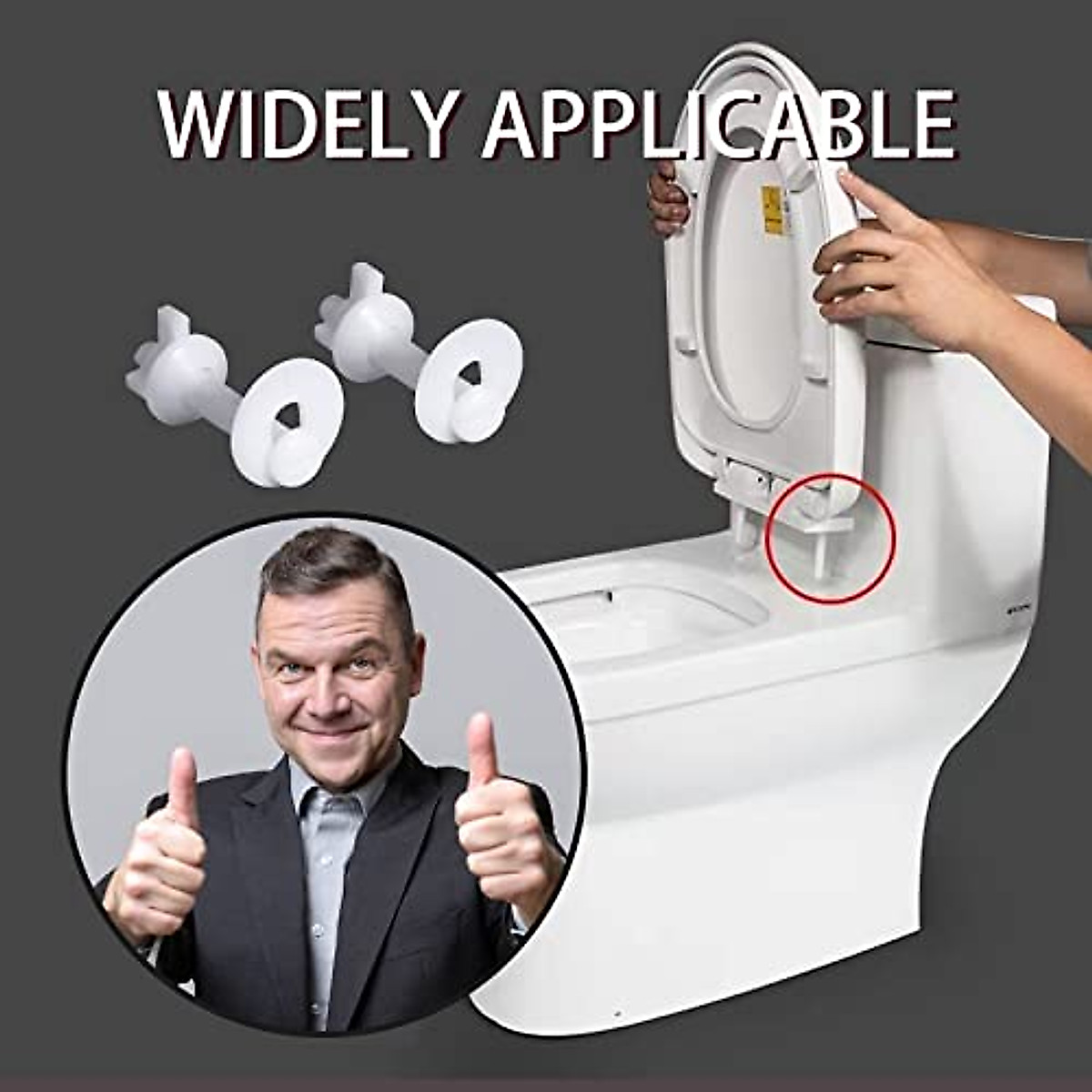 2Pack Toilet Seat Screws Replacement Universal White Plastic Toilet Seat Hinge Bolt Screw for Fixing the Top Toilet Seat, White