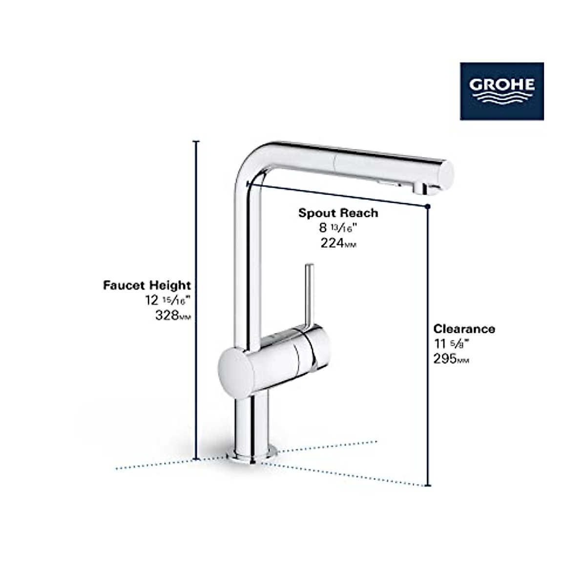 GROHE 30300000 Minta Pull-Out Kitchen Faucet Chrome