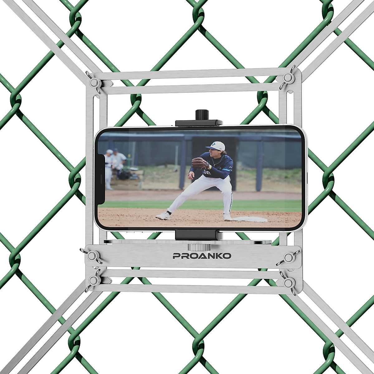 Cell Phone Fence Mount Camera Fence Mount for iPhone, Phones, GoPro, Chain Link Fence Mount for Recording Baseball/Softball/Tennis(Mini Plus)