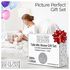 Ocean Drop Designs 3 Pcs Baby Onesie - 100% Cotton Newborn Baby Clothes for Boys & Girls - Unisex Gender Neutral Essentials Gifts (Gray Stars)