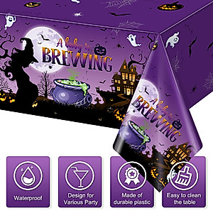 3 Pack Halloween Baby Shower Plastic Tablecloth, Halloween A Baby is Brewing Baby Shower Decorations, Disposable Gender Reveal Table Cover Party Supplies for Halloween Themed Baby Reveal Decorations