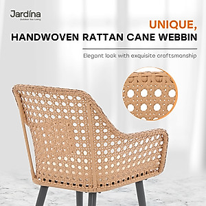 JARDINA Wicker Patio Dining Chairs Set of 4 Patio Chair with Cushion Outdoor Rattan Dining Seat for Outdoor Patio Backyard, (Natural)