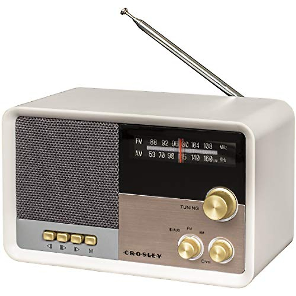 Crosley CR3036D-WS Tribute Vintage AM/FM Bluetooth Radio, White Sand