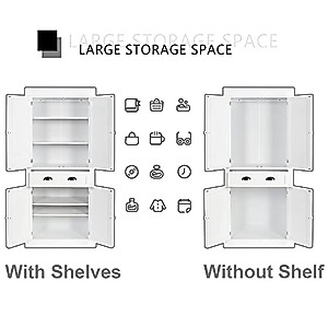 Yusong 72'' Tall Kitchen Pantry Cabinet, Farmhouse Storage Cabinet with 4 Doors, Drawer and Adjustable Shelf, Freestanding Wooden Cupboard Buffet for Home Dining Room Living Room Entryway, White
