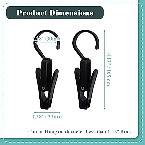 HARSKIYER 24 PCS Black Laundry Hooks Clip, 4.3’’ Super Strong Plastic Swivel Hanging Hooks Hat Clip Curtain Clips Clothes Pins Beach Towel Clips