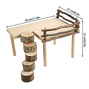 Hamster Exercise Ladder Climbing Platform Hamster Climbing Platform Multipurpose Hamster Platform 2 Layer Wooden Hamster Playing Activity Platform for Small Pets Hamster