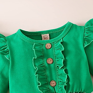 Toddler Baby Girl St. Patrick's Day Dress Lucky Green Shamrock Skirt Outfit Kids St. Patrick's One-Piece Clothing (Green, 18-24 Months)