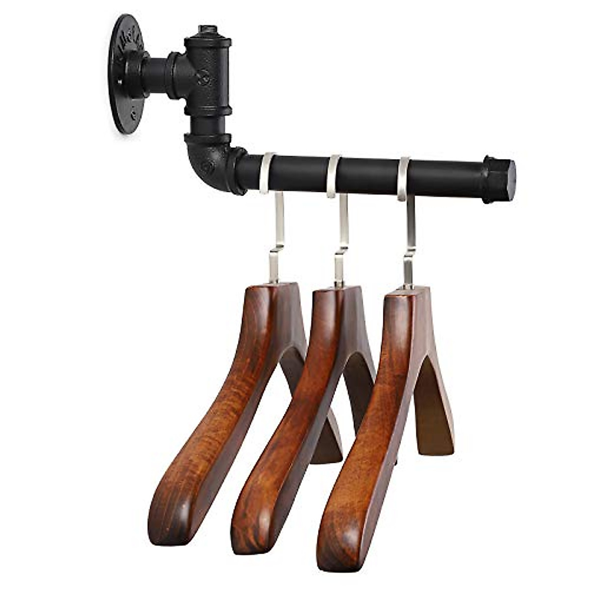 Sumnacon 9 Inch Industrial Pipe Clothes Bar - Heavy Duty Rustic Metal Coat Hanger with Screws, Wall-Mounted Garment Holder Rack for Bedroom/Bathroom/Cabinet/Boutique/Clothing Store, Black