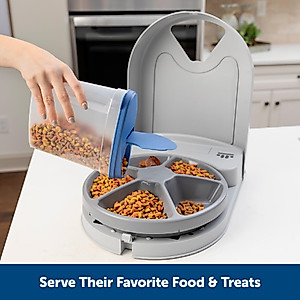 PetSafe 5 Meal Dog Food Dispenser - Storage for Up to 5 Cups of Kibble or Treats of Any Size - Tray Automatically Rotates According to User Programming to Deliver Pre-Planned Meals at Precise Times