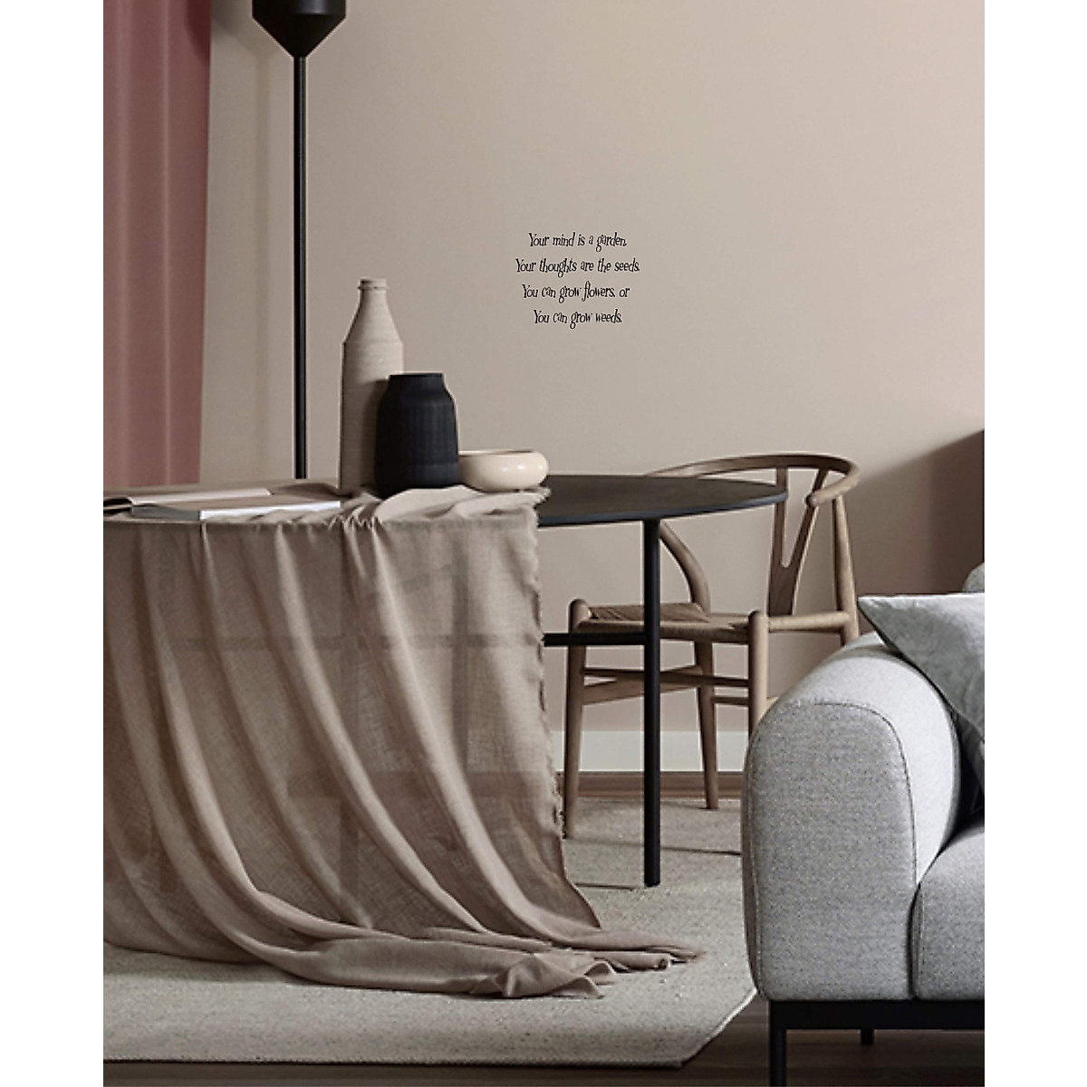 Inspirational, Motivational Vinyl Wall Art Decal Sticker "Your Mind is a Garden, Your Thoughts are The Seeds. You can Grow Flowers, or You can Grow Weeds." (Black)