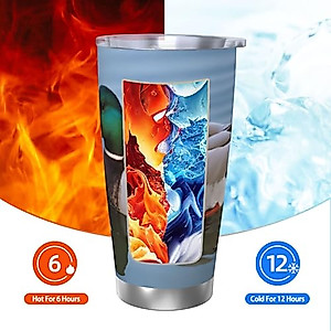 jshmgchw 3d Mallard Ducks 20oz Tumbler, Car Cup With Lid And Straw, Spill-Proof, Stainless Steel Double Wall Vacuum Insulated Reusable Coffee Travel Mug, For Cold Drinks, Hot Beverage