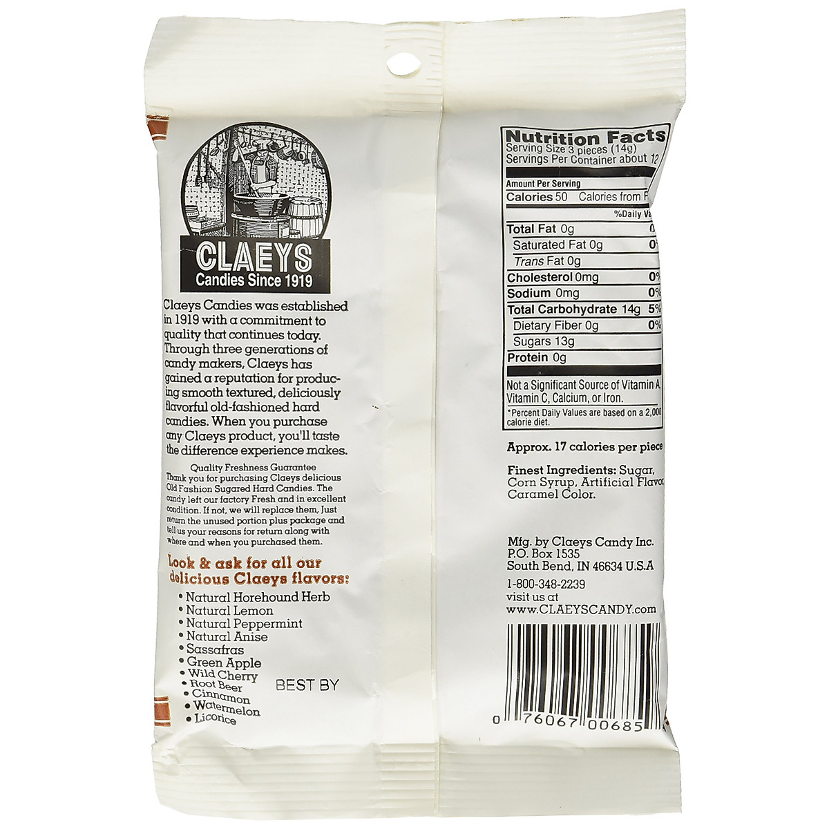 ROOT BEER HARD CANDY6OZ by CLAEYS CANDIES MfrPartNo 686, 6.0 oz