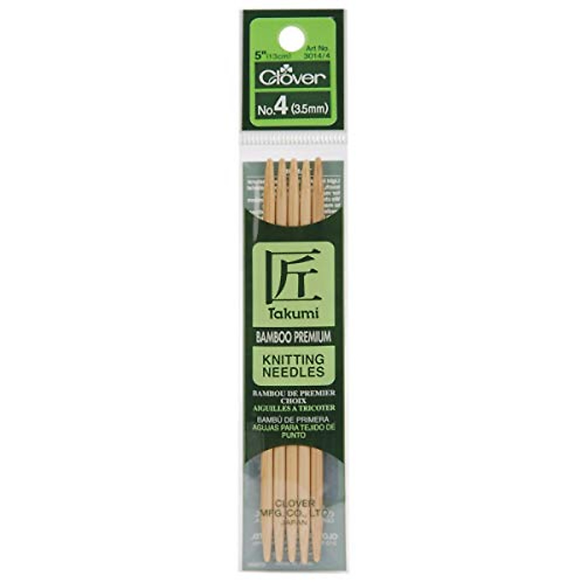 Clover Bamboo Double Point Knitting Needles 5" 5/Pkg-Size 5