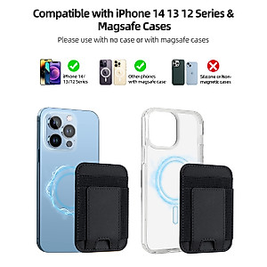 Upgraded for Magsafe Wallet, Strongest Magnetic Wallet, for iPhone Wallet Magsafe with 2 Card Slots, Magnetic Card Holder Wallet for iPhone 15/14/13/12 Series, Vegan Leather, Fit 7 Cards, Black