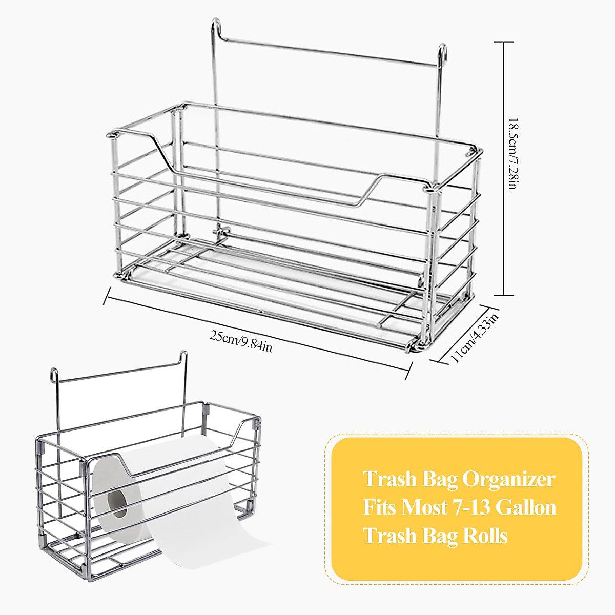 Pull Out Trash Can Under Cabinet Slider, Under Counter Trash Can Pull Out with Garbage Bag Holder, Under Sink Trash Can Pull Out for 7-11 Gallon Garbage Cans, Up to 100 lb (Not Include Trash Can)