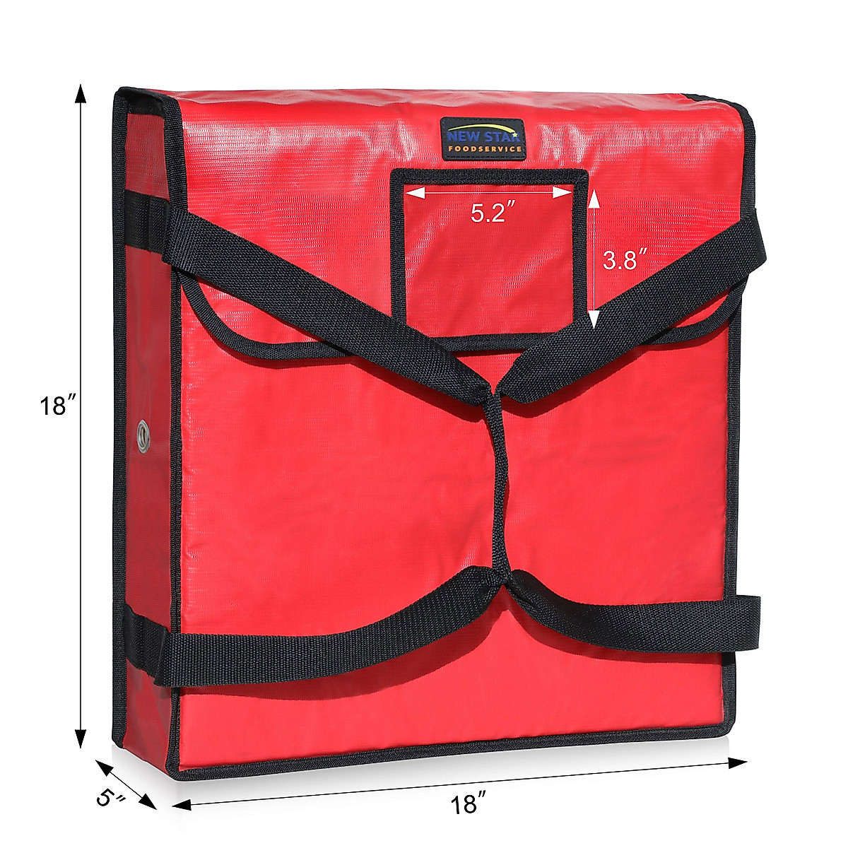 New Star Foodservice 50073 Insulated Pizza Delivery Bag, 18" by 18" by 5", Red