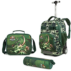 ZBAOGTW Rolling Backpack for Girls,Thickened Base Unicorn Rolling Backpack for Girls with Lunch Box and Pencil Box,Kids Rolling Suitcase18.9"x12.6"x8.26"