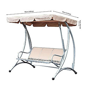 Ymiko Outdoor Swing Canopy, 3 Seat Chair Top Cover Swing Canopy Waterproof Cover for Patio Swing Garden Swing Outdoor (Beige)