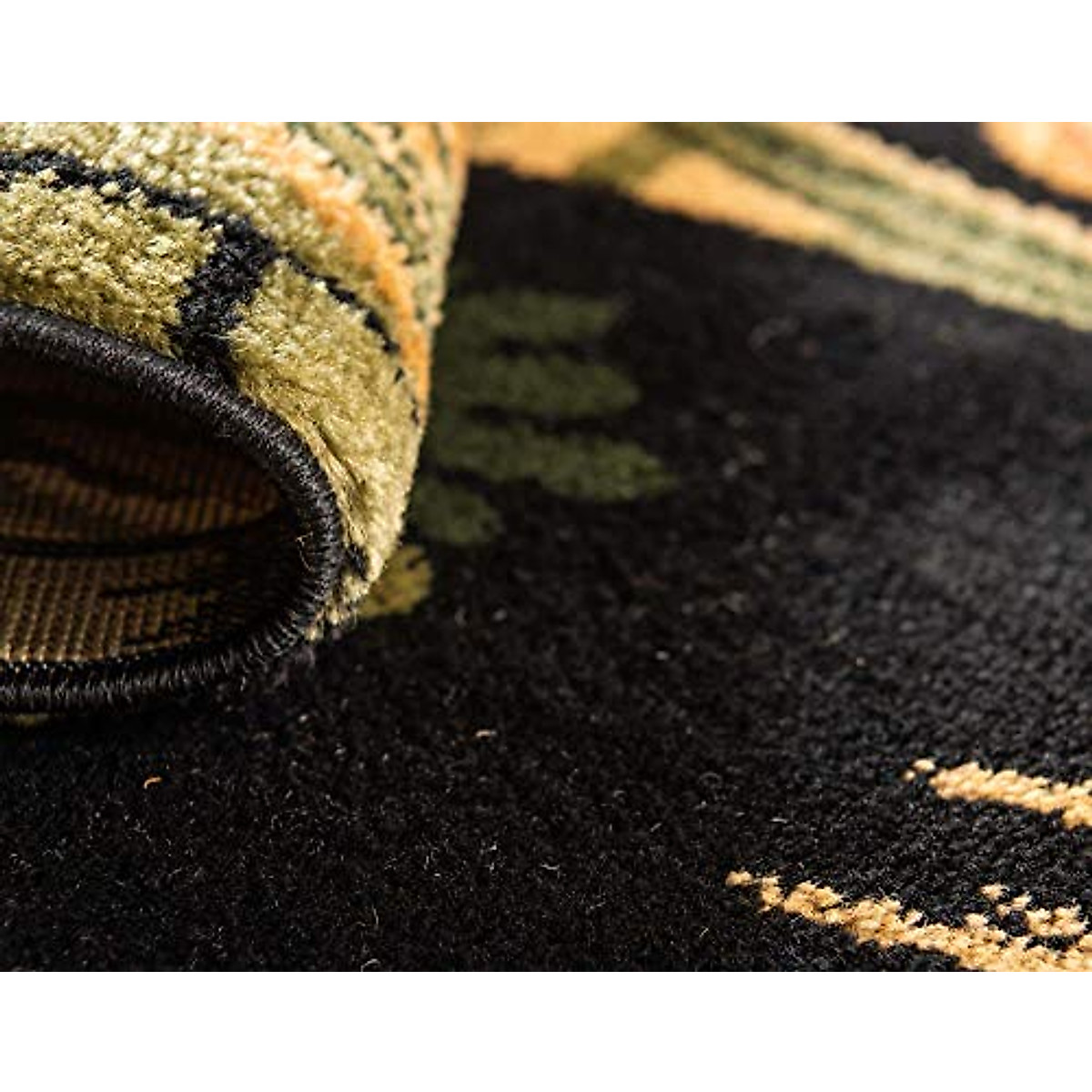 Unique Loom Barnyard Collection French Country Inspired Cottage Rooster Design Area Rug (5' 0 x 5' 0 Round, Black/Ivory)