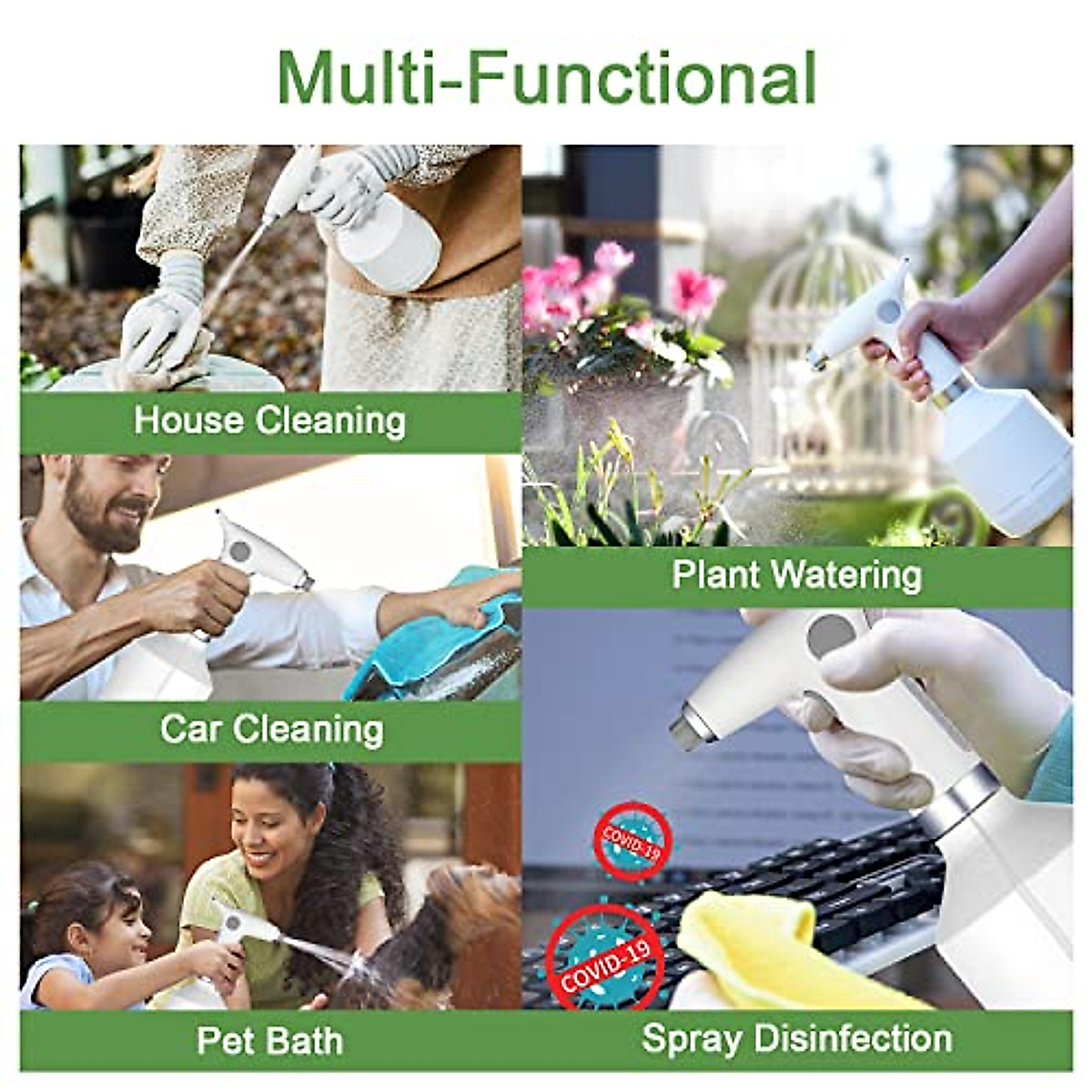 Electric Spray Bottle, LAWNFUL Plant Spray 0.26 Gallon with Adjustable Nozzle for Garden, Indoor and Outdoor Plant, Also Works as Automatic Sprayer Mister