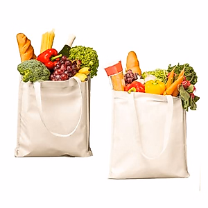 WHITEWRAP Canvas Grocery Shopping Bag with 6 Pockets 14.5” x 13” x 8”
