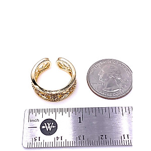 LESLIE BOULES 18K Gold Plated Evil Eye Cuff Ring for Women Fashion Jewelry