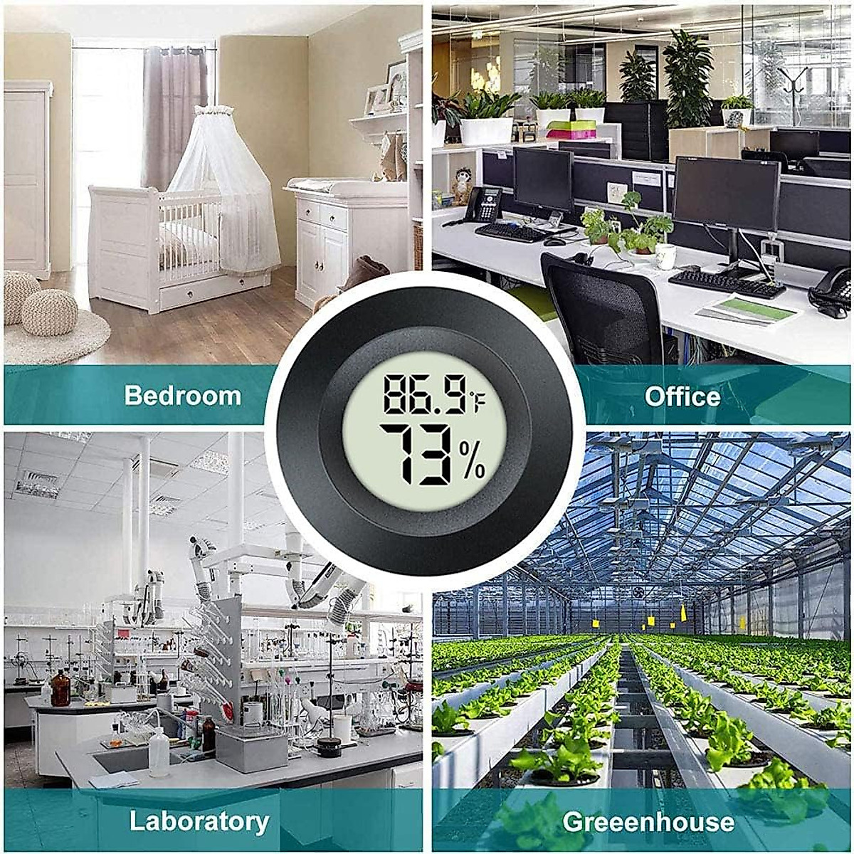 JEDEW 2-Pack Mini Hygrometer Thermometer Digital LCD Monitor Indoor/Outdoor Humidity Meter Gauge Temperature for Humidifiers Dehumidifiers Greenhouse Reptile Humidor Fahrenheit(℉)/ Celsius(℃)
