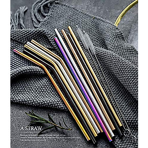 Reusable Metal Straws 50Pack.Ultra Long 10.5”Stainless Steel Drinking Straws in Bulk For Wholesale.265x6mm Straight Curved Straws for 20/30oz Tumblers Yeti (50pcs all straight Rainbow-10.5")