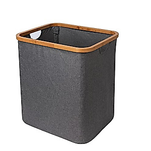 60L Capacity Bamboo Laundry Basket with Handle, Foldable Laundry Basket, Hamper