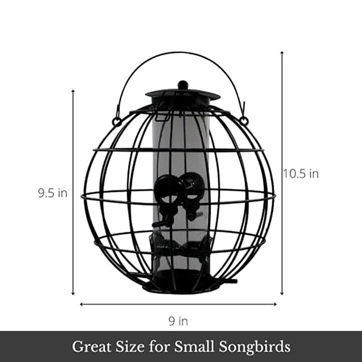 Backyard Essentials Orb Caged Seed Feeder for Wild Birds, Petite Orb Caged Seed Feeder for Outdoors