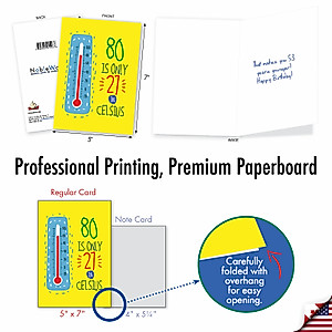 NobleWorks - 80th Happy Birthday Card Funny - 80 Year Old Celebration, Milestone Humor Card for Grandparents, Parents - In Celsius 80 C9351MBG