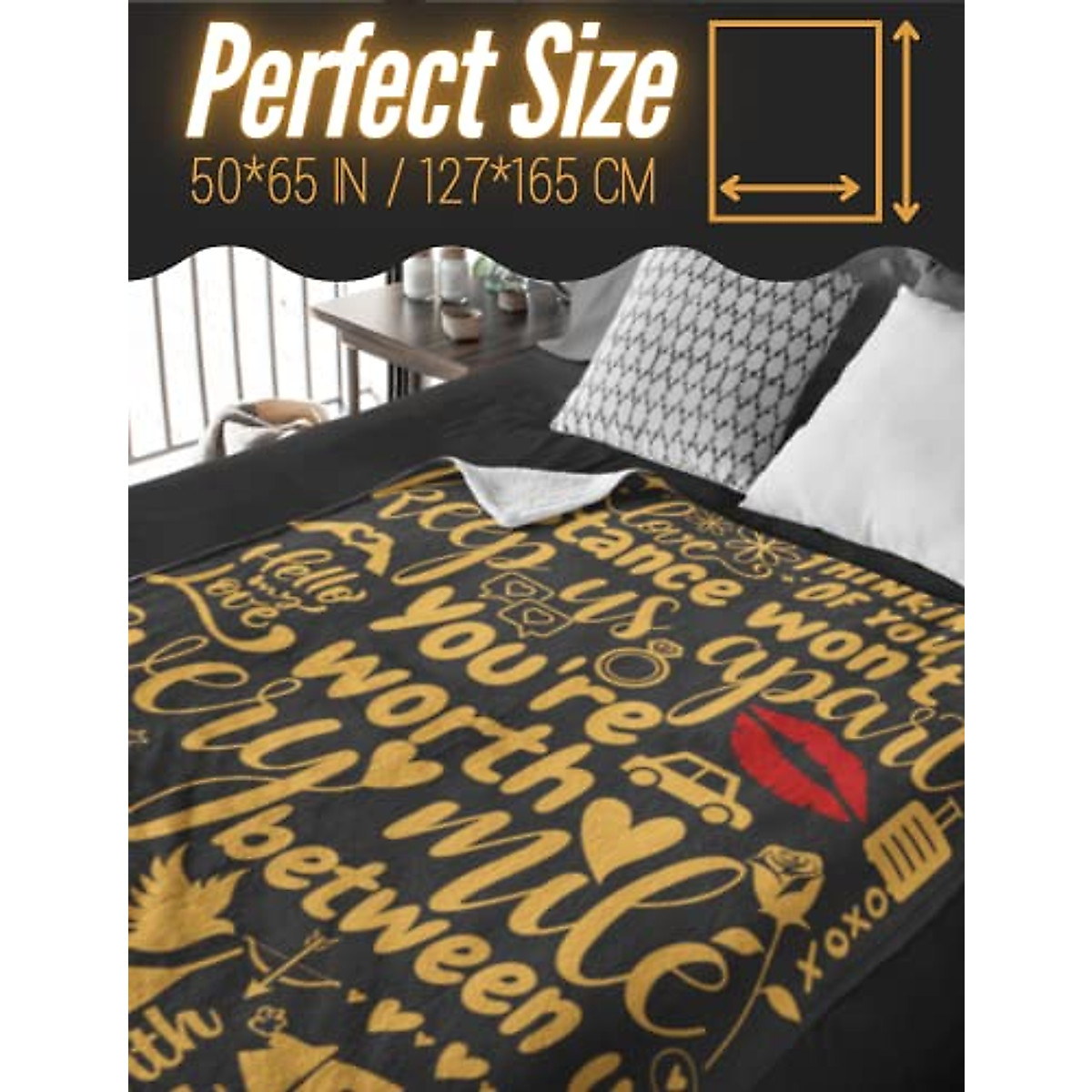 InnoBeta Long-Distance Relationship Gifts, You’re Worth Every Mile Between Us, Man Blanket for Husband, Boyfriend, Lovers, for Long Distance, Soft Throw Blanket 50"x65"