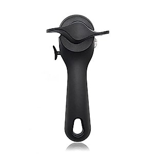 Can Opener - Safe Cut Stainless Steel Can Opener with Ring Pull, Perfect Can Operner For Home Chefs and Restauraunts, 8 x 2.5 x 2.75 inches, Black
