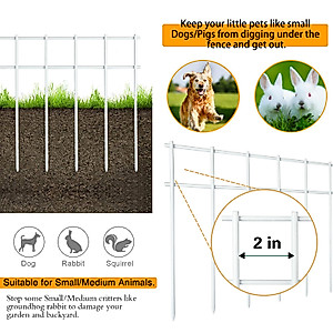 Adavin White Animal Barrier, 10 Pack 20in(L) X10in(H) No Dig Fence, Dog Digging Fence Barrier Rabbit Fence Protector, Galvanized Steel Stakes 2 inch Spike Spacing, Outdoor Yard Patio.Total 17 Ft(L)