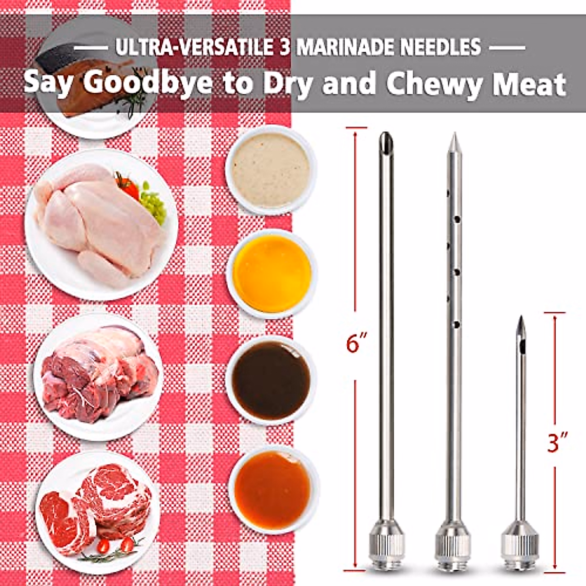 Kar4Field Meat Injector Syringe, 304-Stainless Steel Meat Injectors for ...