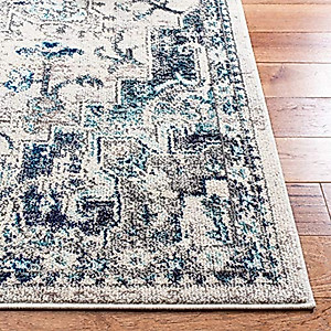 SAFAVIEH Madison Collection 8' x 10' Ivory/Grey MAD473C Boho Chic Medallion Distressed Non-Shedding Living Room Bedroom Dining Home Office Area Rug