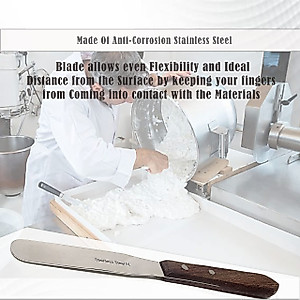 A2Z-WHS5 Stainless Steel Lab Spatula with Wooden Handle, 5" Blade, 0.88" Blade Width, 9.08" Total Length