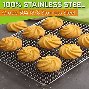 Spring Chef Cooling Rack & Baking Rack - 100% Stainless Steel Cookie Cooling Rack, Wire Baking Rack, Oven Safe 8.5 x 12 Inches Fits Small Quarter Sheet Pan - for Cooking, Baking, Grilling, Smoking