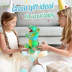 Glow Guards Light up T-Rex Dinosaur Stuffed Animal,Soft Dinosaur Plush Toy with LED Night Lights Glow in The Dark,Birthday Children's Day Gifts for Toddler Kids,14''