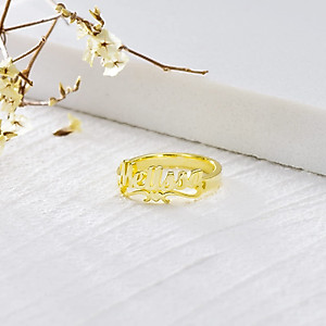 Name Ring Personalized Custom Engraved Nameplate Ring Customized Gift for Women Girl