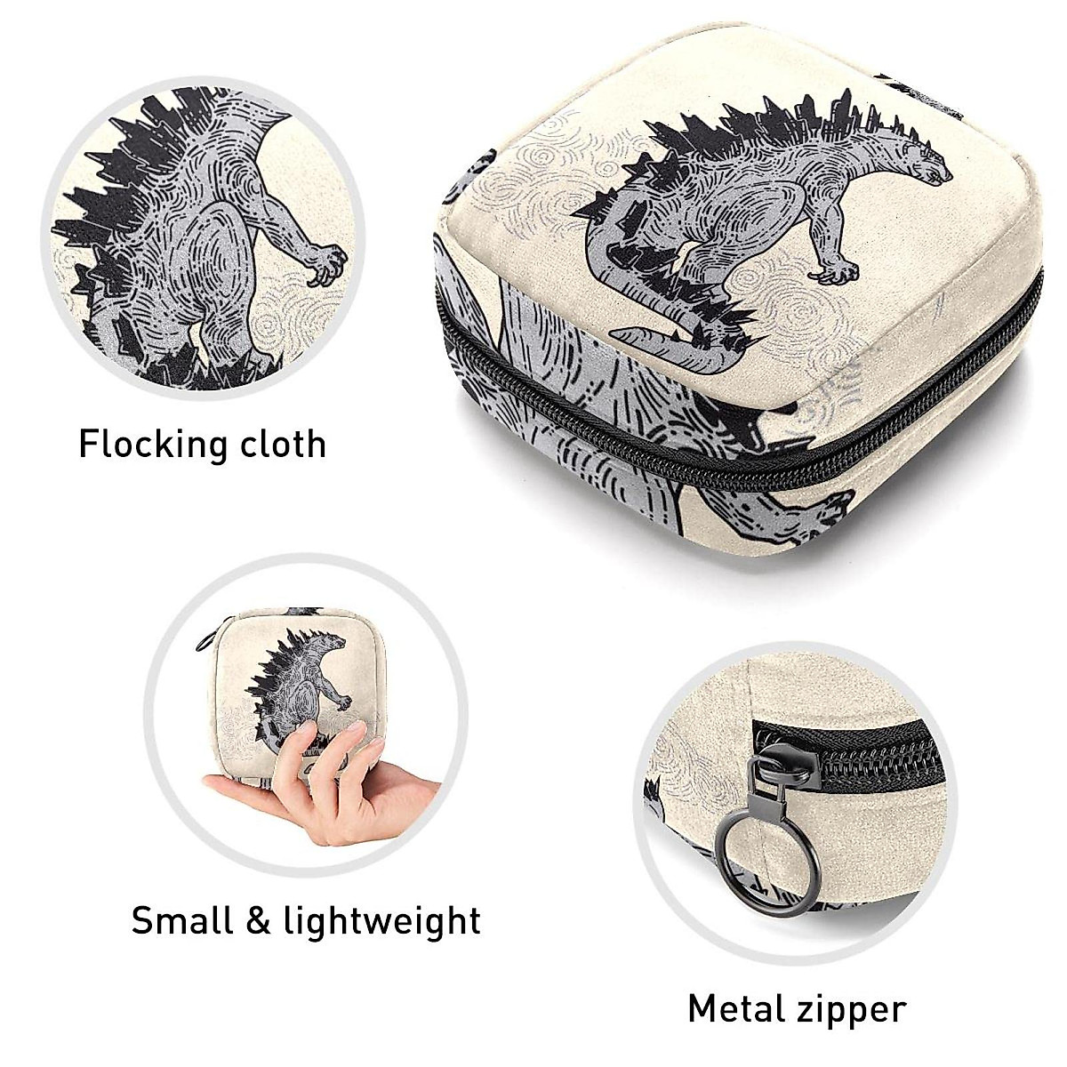 dinosaur,Period Pouch Portable,Tampon Storage Bag,Tampon Holder for Purse Feminine Product Organizer